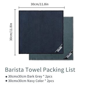 Barista Micro Cleaning Towels Pack - CAFEMASY 4pcs Soft Absorbent Non-Abrasive Micro Cleaning Cloth for Barista to Clean Steam Wand Coffee or Espresso Machine