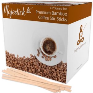 majestick goods bamboo wooden coffee stir sticks 1000 count | 7.5" premium wooden coffee stirrers | non-plastic eco-friendly wood stirring stick, disposable drink stirrer 1000/box 7.5 inch stirs