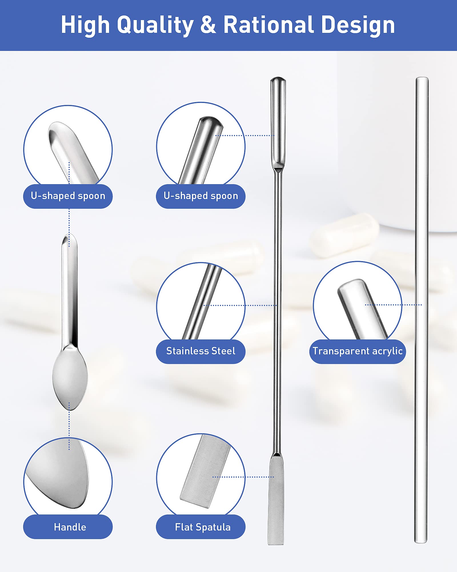 Capsule Filling Machine Kits, Micro Lab Spoon Spatula Tamper Tool for Fast and Easy Gel Capsule Filling, Gel Cap Capsule Pill Filler Machine - #000 00 0 1 2 3