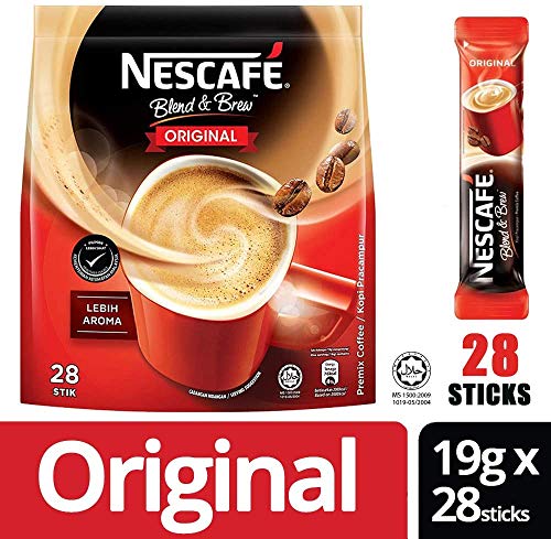 Nescafé 3 in 1 Instant Coffee Sticks ORIGINAL - Best Asian Coffee Imported from Nestle Malaysia (28 Sticks)