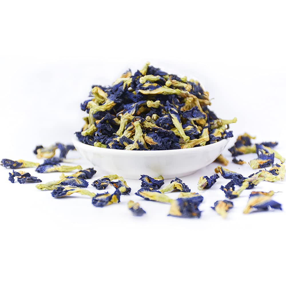 TIAN HU SHAN Butterfly Pea Flower Tea, Butterfly Pea Flowers Loose Leaf, 100% Natural Herbal Tea, 4 Ounce (Pack of 1)