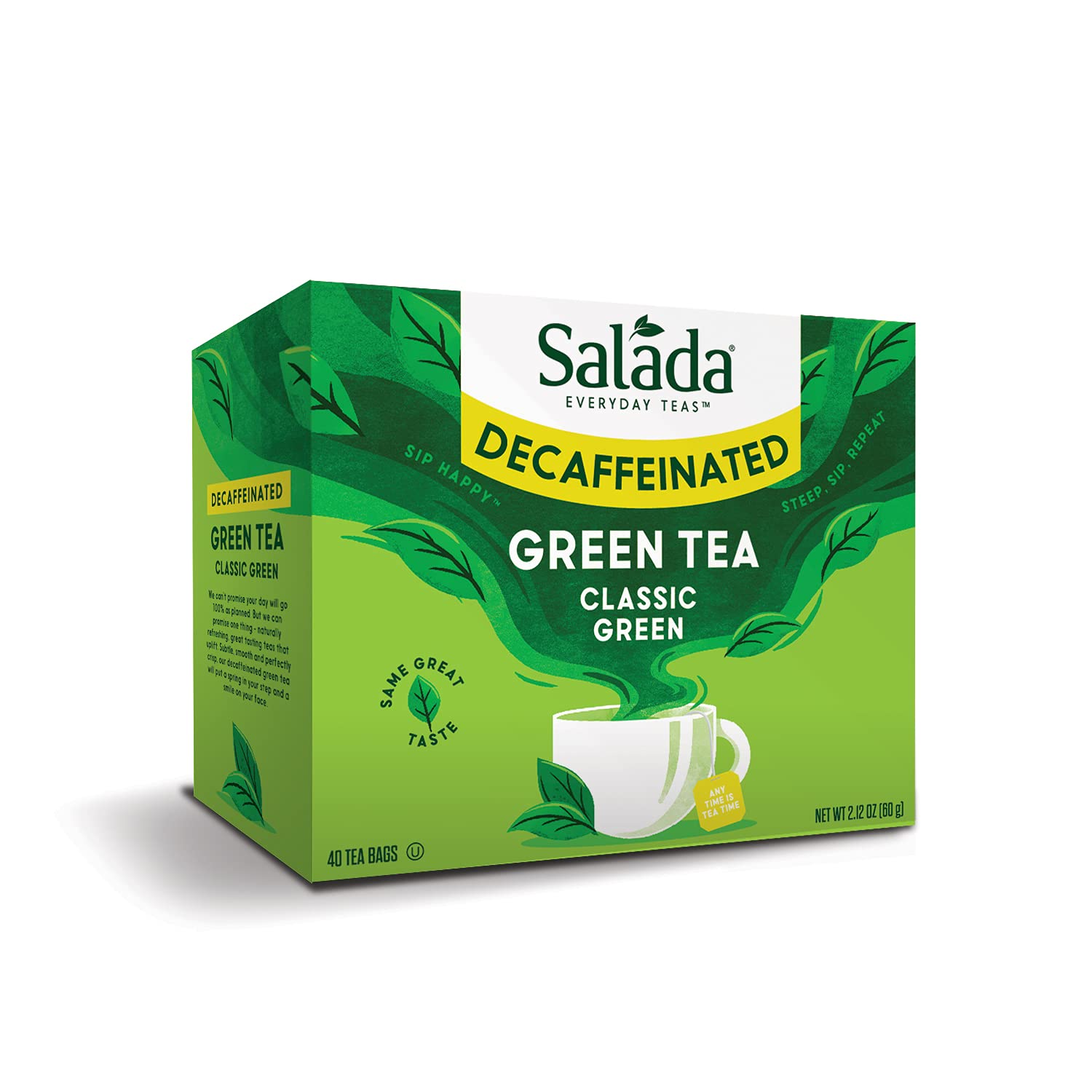 Salada Green Tea Naturally Decaffeinated with 40 Individually Wrapped Tea Bags Contains Caffeine Brew Hot Naturally Flavored Rich in Antioxidants Zero Calories