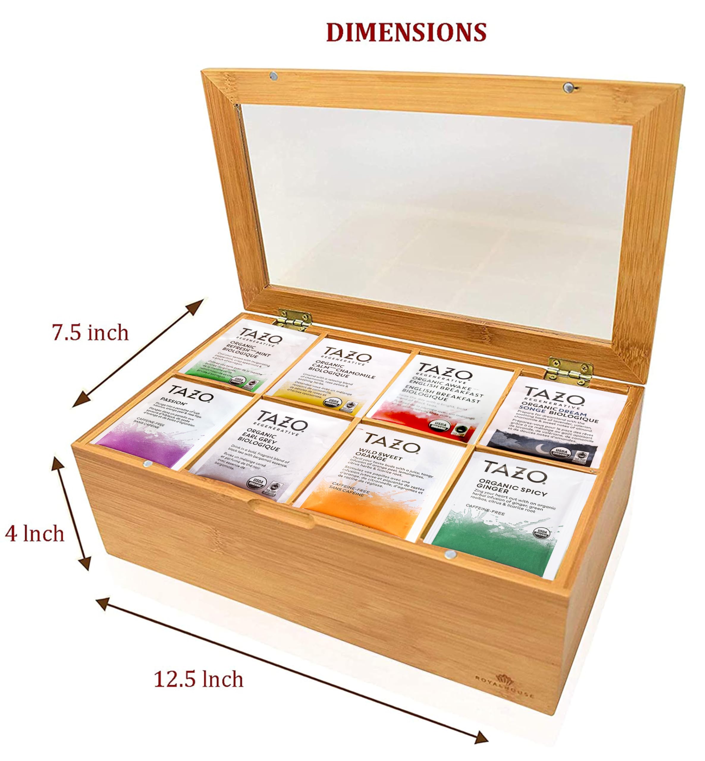 Eva's Gift Universe, Tazo Tea Bags Sampler Variety in Bamboo Tea Bag Organizer (80 Count) 16 Different Flavors Gifts for Parents Mom Dad Tea Lovers Couples