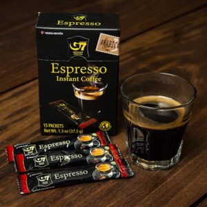 Trung Nguyen — G7 Instant Coffee — Espresso — 100% Arabica Coffee — Strong and Bold — Instant Vietnamese Coffee (15 Packets/Box, 4-Pack)