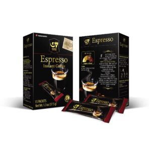 Trung Nguyen — G7 Instant Coffee — Espresso — 100% Arabica Coffee — Strong and Bold — Instant Vietnamese Coffee (15 Packets/Box, 4-Pack)