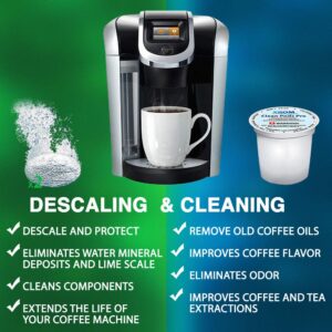 XROM Plant Based Descaling & Cleaning Kit, Compatible With All K-Cup Keurig 2.0 Brewers, All Natural Ingredients, Full Cycle, Rinse Pods, Descaler Solution For Keurig Coffee Makers