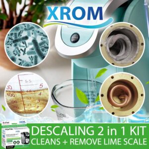 XROM Plant Based Descaling & Cleaning Kit, Compatible With All K-Cup Keurig 2.0 Brewers, All Natural Ingredients, Full Cycle, Rinse Pods, Descaler Solution For Keurig Coffee Makers