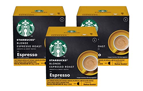 Dolce Gusto Starbucks Coffee, Blonde Espresso Roast, 12 Count, Pack of 3 (Total 36 count)