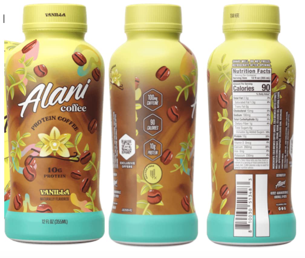 Alani Coffee Shakes Mocha, Maple Donut, Cappuccino, & Vanilla Variety Pack - 4 Bottles