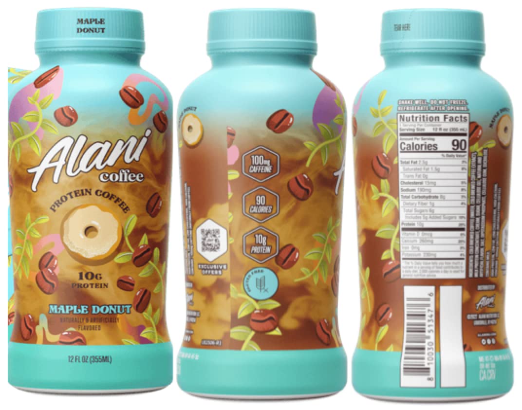 Alani Coffee Shakes Mocha, Maple Donut, Cappuccino, & Vanilla Variety Pack - 4 Bottles