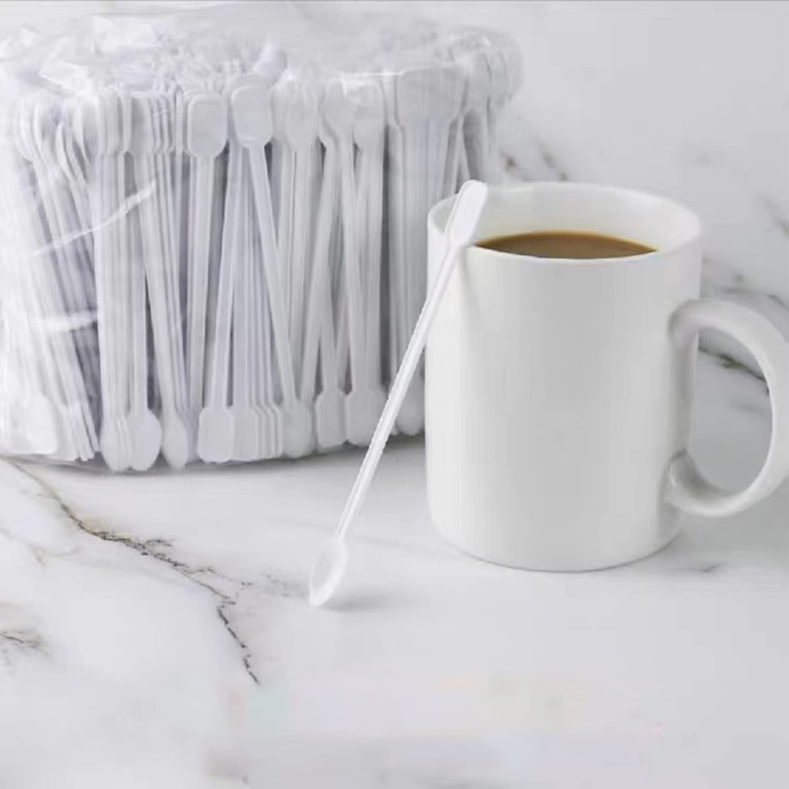 Coffee Spoon 500 PCS Disposable Tiny Coffee Tea Spoon White Plastic Stir Cocktail Sticks Mini Tea Stirrer