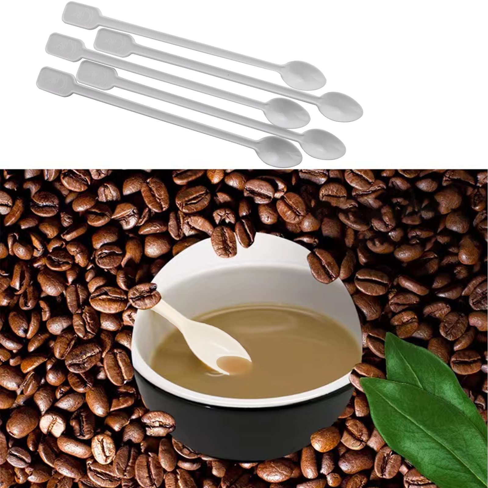 Coffee Spoon 500 PCS Disposable Tiny Coffee Tea Spoon White Plastic Stir Cocktail Sticks Mini Tea Stirrer