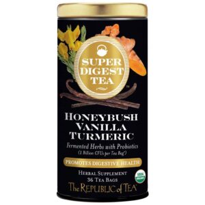 the republic of tea organic honeybush vanilla turmeric superdigest tea® | probiotic tea bag (36 count)