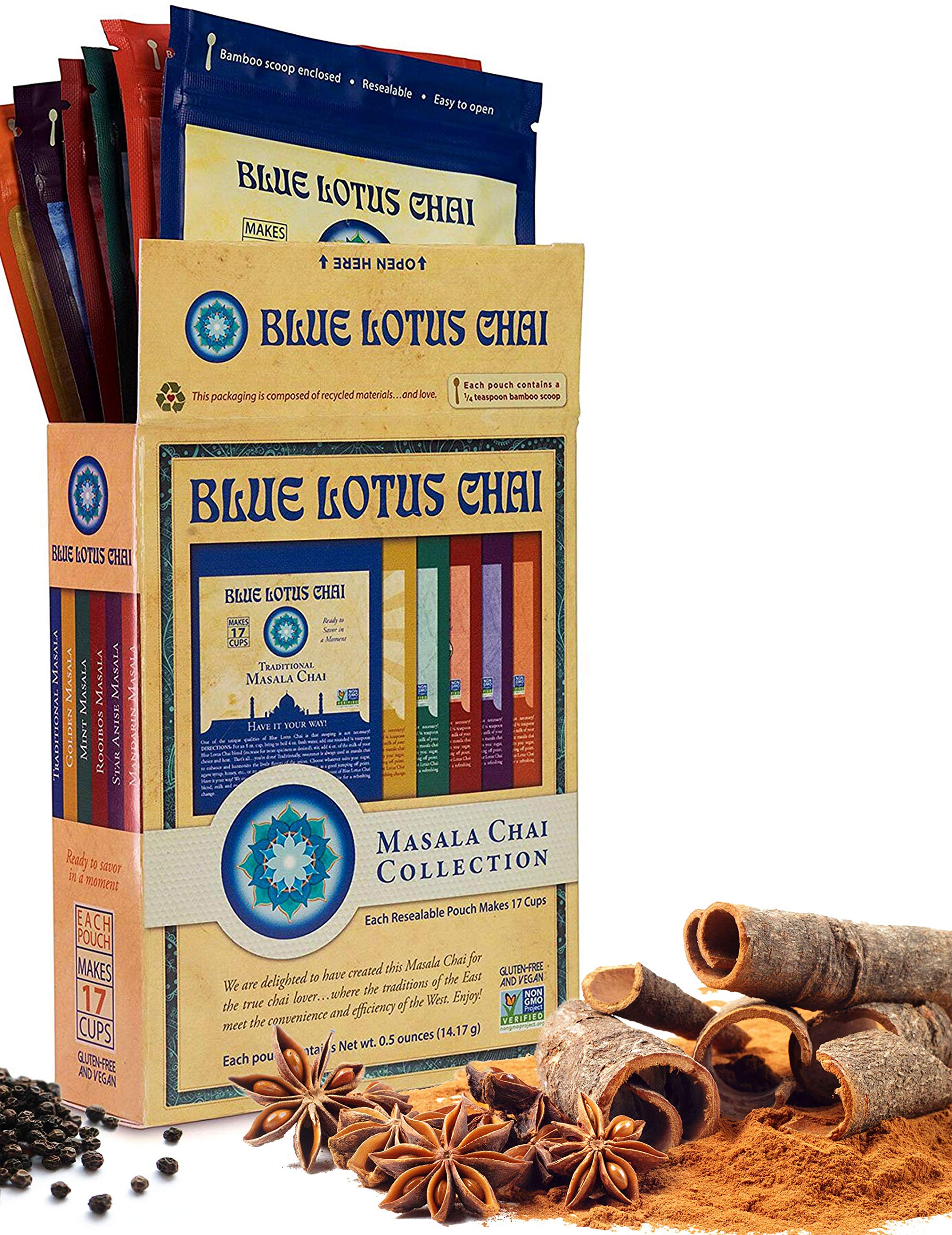 Blue Lotus Chai - Masala Chai Collection - Six Varieties - 0.5 oz each (14.17g)