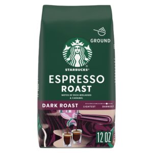 starbucks ground coffee, dark roast coffee, espresso roast, 100% arabica, 1 bag (12 oz)