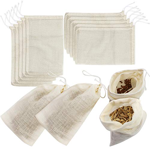 Weoxpr 24 Pieces Reusable Drawstring Soup Bags - 4 x 6 inch Straining Cheesecloth Bags, Cotton Coffee Tea Brew Bags, Soup Gravy Broth Brew Bags, Herbs Sachets, Muslin Bags for for Home Kitchen Use