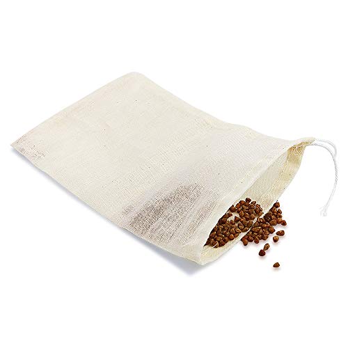 Weoxpr 24 Pieces Reusable Drawstring Soup Bags - 4 x 6 inch Straining Cheesecloth Bags, Cotton Coffee Tea Brew Bags, Soup Gravy Broth Brew Bags, Herbs Sachets, Muslin Bags for for Home Kitchen Use