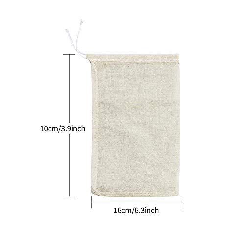 Weoxpr 24 Pieces Reusable Drawstring Soup Bags - 4 x 6 inch Straining Cheesecloth Bags, Cotton Coffee Tea Brew Bags, Soup Gravy Broth Brew Bags, Herbs Sachets, Muslin Bags for for Home Kitchen Use