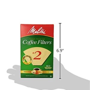 Melitta #2 Cone Coffee Filters, Natural Brown, 40 Count