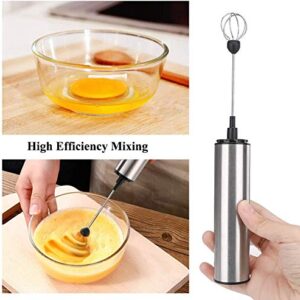 Milk Frother Rechargeable, Mathtoxyz Stainless Steel Milk Frothers Handheld Foam Maker Travel Kitchen Coffee Frother Wand for Coffee Lattes Cappuccino Matcha Hot Chocolate