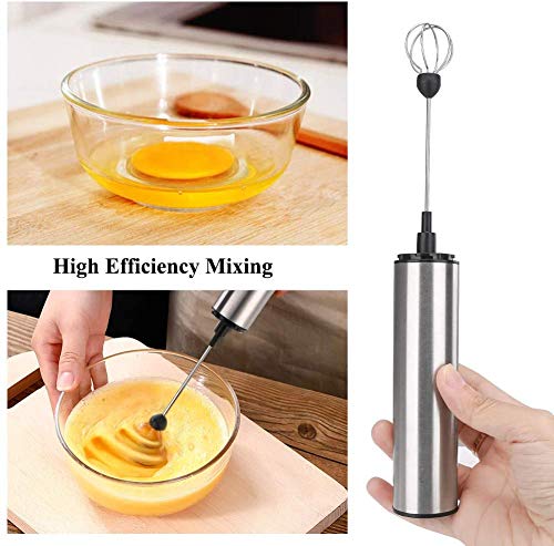 Milk Frother Rechargeable, Mathtoxyz Stainless Steel Milk Frothers Handheld Foam Maker Travel Kitchen Coffee Frother Wand for Coffee Lattes Cappuccino Matcha Hot Chocolate