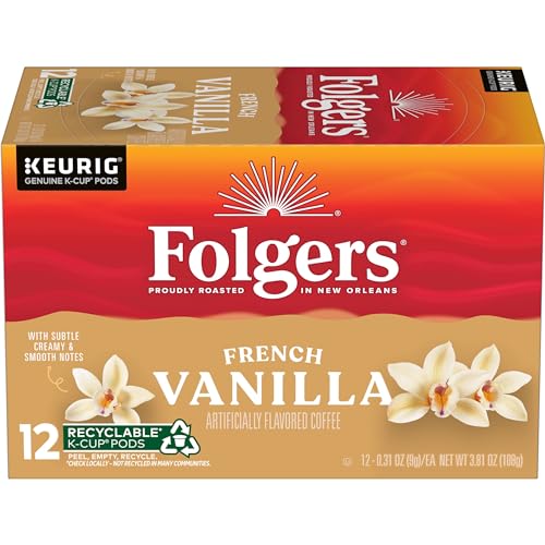 Folgers French Vanilla Flavored Coffee, 12 Keurig K-Cup Pods