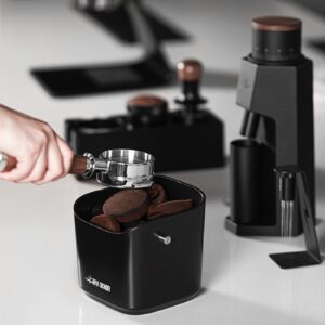 MHW-3BOMBER Espresso Knock Box Removable Stainless Steel Bar Coffee Puck Knock Box Coffee & Espresso Grounds,Non-Slip Base 4.8 Inch Espresso Accessories Black GB5960B