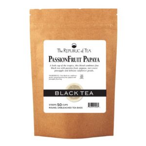 The Republic of Tea Passionfruit Papaya Black Tea, 50 Tea Bag Refill, Exotic Fruit Gourmet Blend