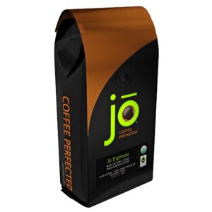 jo espresso: 2 lb, medium dark roast, whole bean organic arabica espresso coffee, usda certified organic espresso, non-gmo, fair trade certified, gluten free gourmet espresso beans by jo coffee