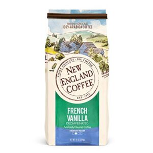 new england coffee french vanilla decaffeinated medium roast ground coffee, 10oz bag (pack of 1)