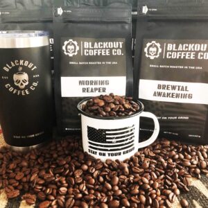 Blackout Coffee, Brewtal Awakening Dark Roast Coffee, High Caffeine, Bold, Rich, Aromatic, Strong & Flavored Coffee Beans, Fresh Roasted In The USA – 12 oz Bag (Ground Coffee)