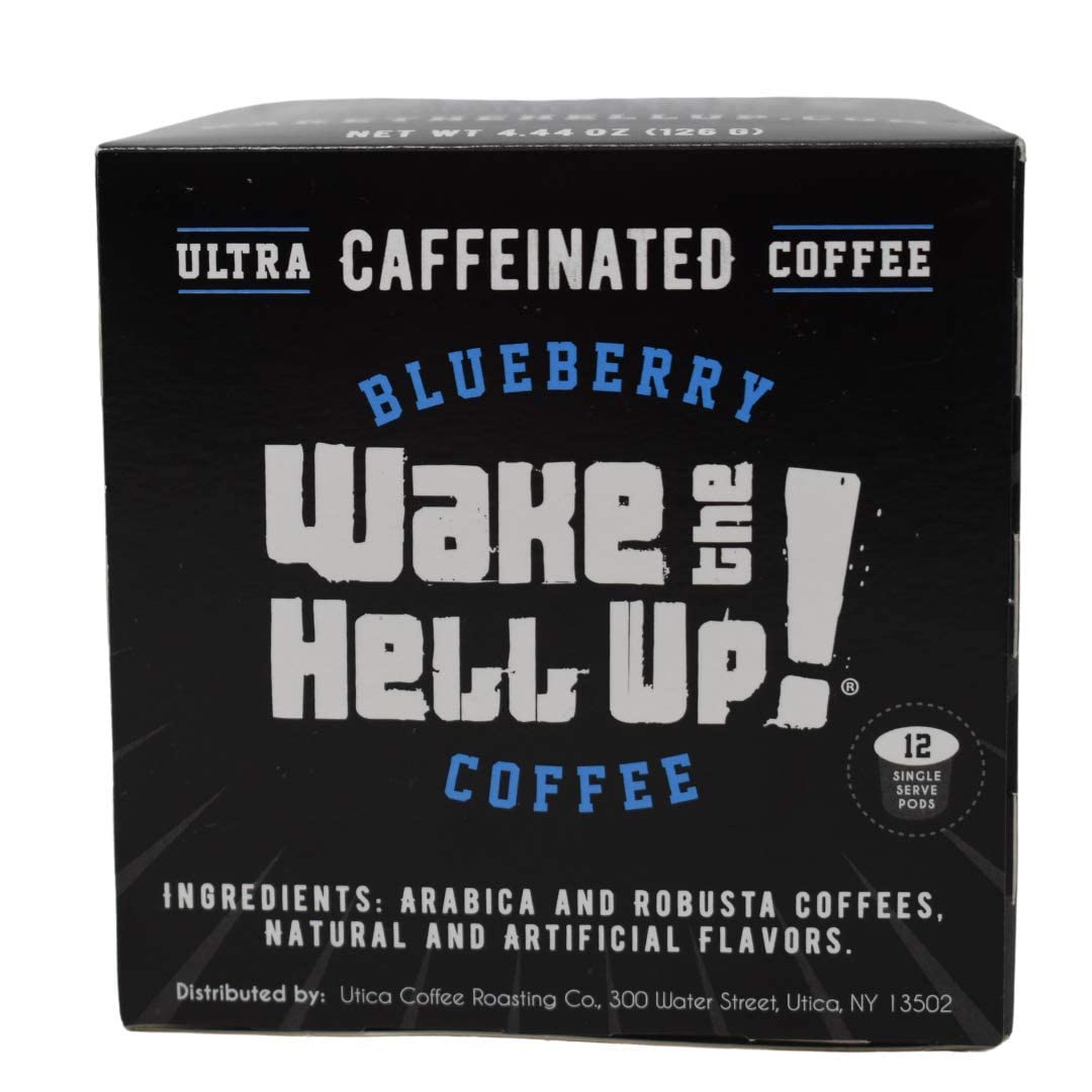 Wake The Hell Up!® Blueberry Flavored Single Serve Coffee Pods Of Ultra-Caffeinated Coffee For K-Cup Compatible Brewers | 12 Count, 2.0 Compatible