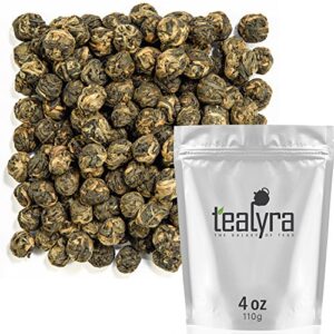 tealyra - black dragon pearls - yunnan special black tea - loose leaf tea - premium tea - bold caffeine - organically grown - 110g (4-ounce)