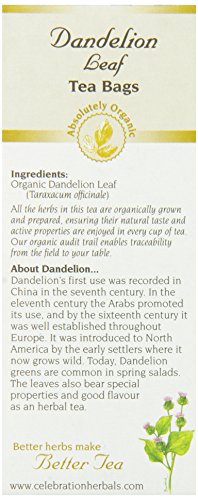 CELEBRATION HERBALS Dandelion Leaf Tea Organic 24 Bag, 0.81 Ounce