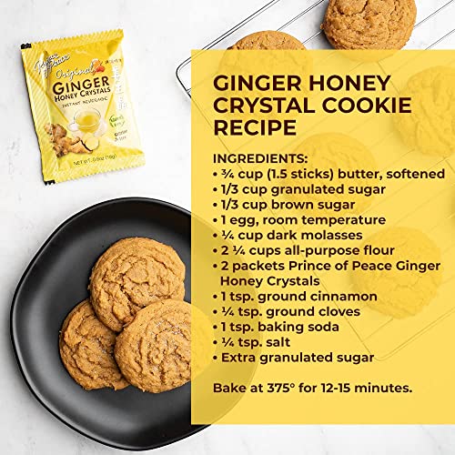 Prince of Peace Instant Ginger Honey Crystals, 30 ct Bags - 18 g Sachets, - PACK OF 4