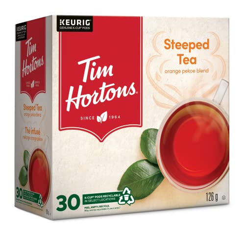 Tim Hortons Steeped Orange Pekoe Tea, Black Tea, Single Serve Keurig K-Cup Pods, 30 Count