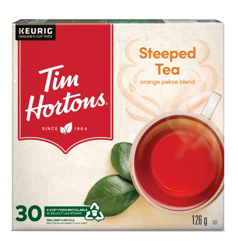 Tim Hortons Steeped Orange Pekoe Tea, Black Tea, Single Serve Keurig K-Cup Pods, 30 Count