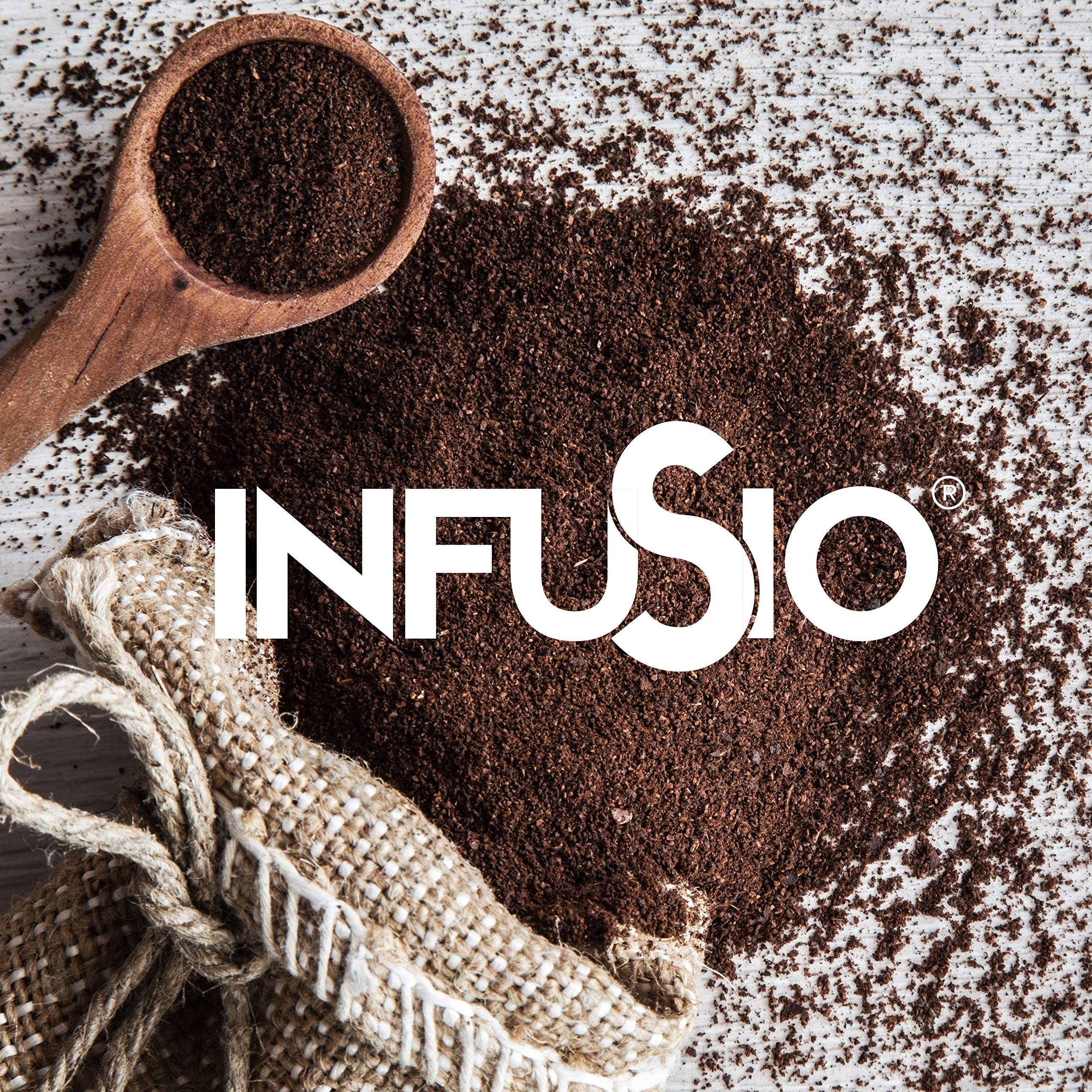 InfuSio Gourmet Ground Coffee, (64oz) Variety Pack, Eight 8oz Bags (Pack of 8) - 4lbs Total - (French Roast/Colombian/City Roast/Costa Rica) With Flavored Blends (Pecan/Hazelnut/Vanilla/Creme Brulee)