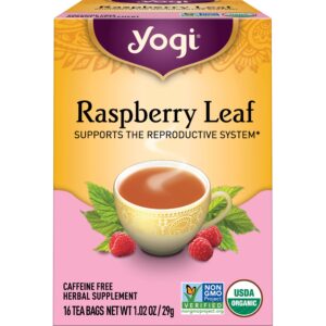 yogi tea - raspberry leaf tea (6 pack) - supports the female system - uterus support for pregnancy and menstruation - caffeine free - 96 organic herbal tea bags