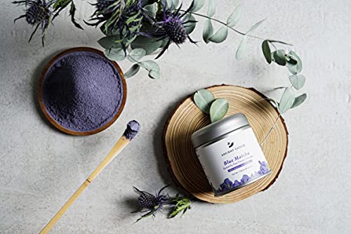 Ancient Choice - Blue Matcha (50 grams) | USDA Organic | Butterfly Pea Flower Powder Tea | Medium Grind | Sun-dried in Thailand | Non-GMO | No Plastic | Non-Plastic Packaging | Gourmet Superfood