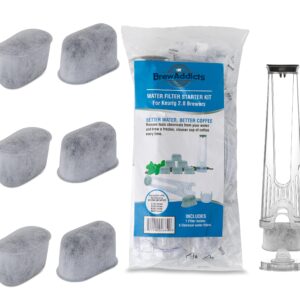 Brew Addicts Water Filter for Keurig 2.0 Coffee makers. Starter Kit: 6 filters & 1 Filter Holder. Replacement Water Filter Cartridges Kit Compatible with Classic Brewers