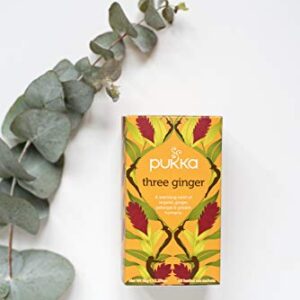 Pukka Three Ginger, Organic Herbal Tea With Turmeric & Galangal, Perfect for After Meals, 20 Count (3 Pack)