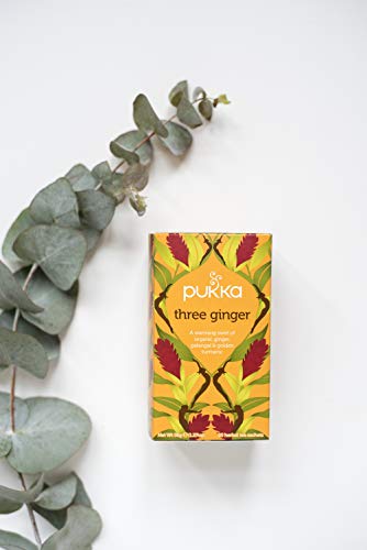 Pukka Three Ginger, Organic Herbal Tea With Turmeric & Galangal, Perfect for After Meals, 20 Count (3 Pack)