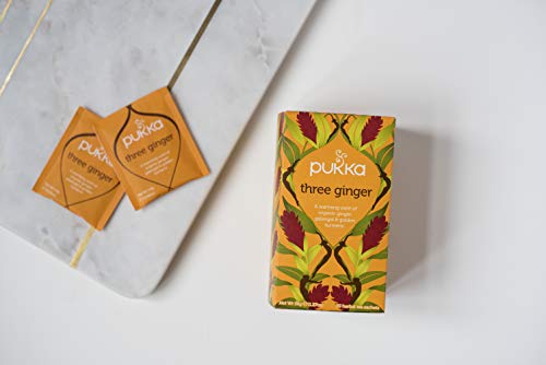 Pukka Three Ginger, Organic Herbal Tea With Turmeric & Galangal, Perfect for After Meals, 20 Count (3 Pack)