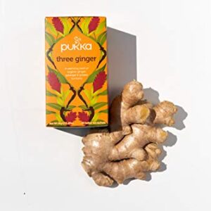 Pukka Three Ginger, Organic Herbal Tea With Turmeric & Galangal, Perfect for After Meals, 20 Count (3 Pack)