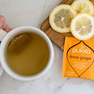 Pukka Three Ginger, Organic Herbal Tea With Turmeric & Galangal, Perfect for After Meals, 20 Count (3 Pack)