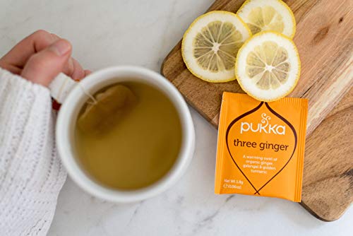 Pukka Three Ginger, Organic Herbal Tea With Turmeric & Galangal, Perfect for After Meals, 20 Count (3 Pack)