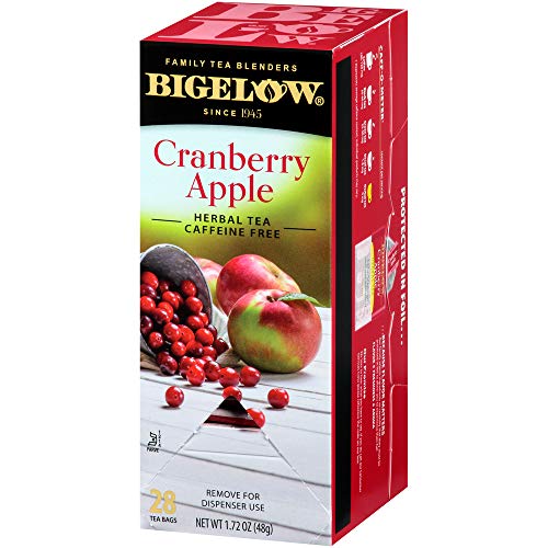 Bigelow Cranberry Apple Herbal Tea Bags 28-Count Box (Pack of 1) Cranberry Apple Hibiscus Flavored Herbal Tea Bags All Natural Non-GMO