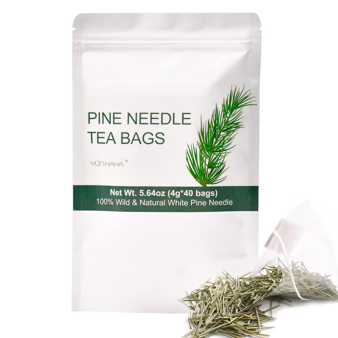 Wild Dried White Pine Needle Tea- 40 bags, 4g/bag- 100% Natural Pure Pine Needles Herbal Tea - Caffeine free- Cut & Sifted- Non-GMO - Immune Support