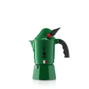 bialetti - moka express alpina: iconic stovetop espresso maker, moka pot 3 cups (4.3 oz - 130 ml), aluminium, green